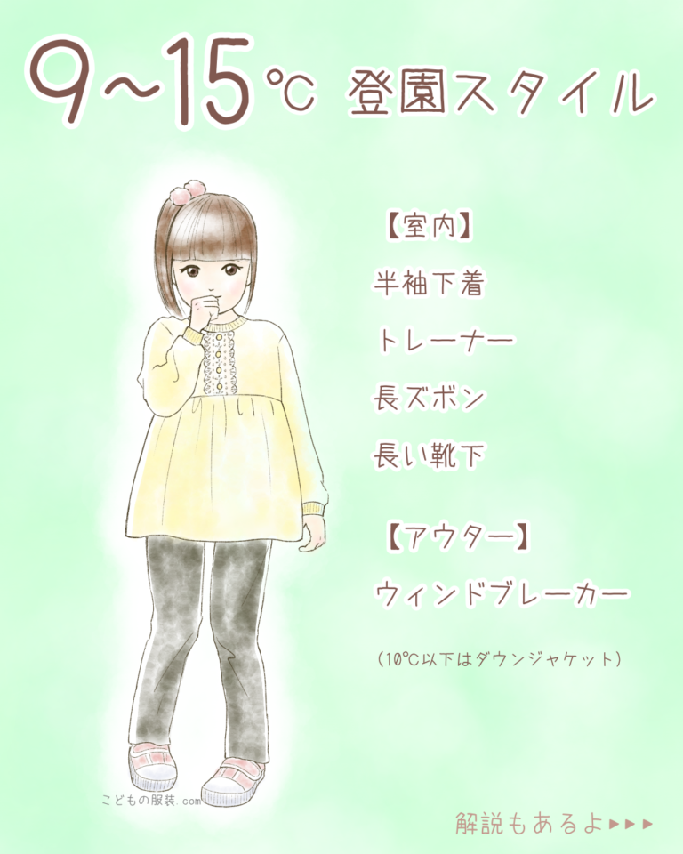【最高気温9〜15℃】子どもの服装ガイド｜下着からアウターまで徹底解説！